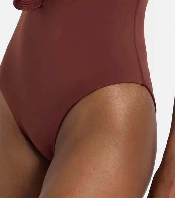 Johanna Ortiz Asymmetric Ruffled Swimsuit - Red