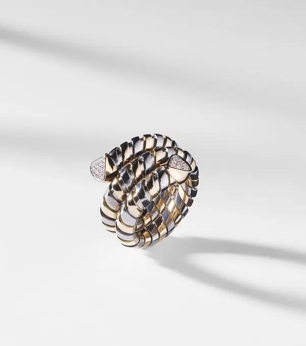 Marina B Trisola 18k And Titanium Ring With Diamonds