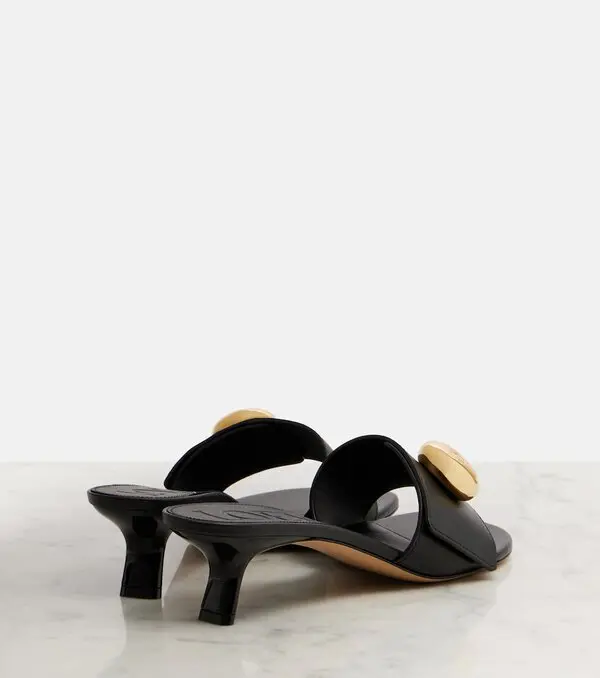 Loewe Pebble 45 Leather Mules - Black