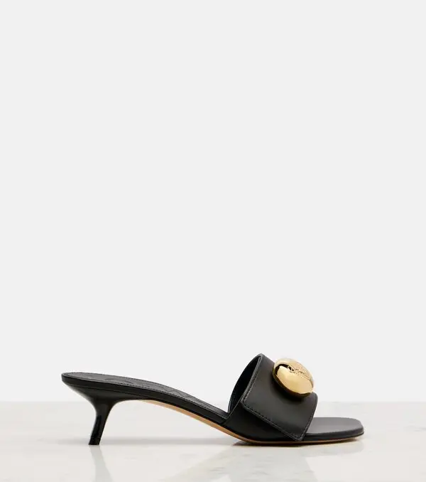 Loewe Pebble 45 Leather Mules - Black