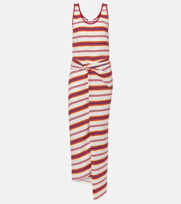 Rabanne Striped Cotton-blend Jersey Maxi Dress - Multicoloured