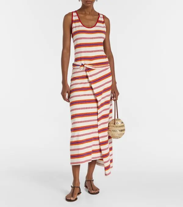 Rabanne Striped Cotton-blend Jersey Maxi Dress - Multicoloured