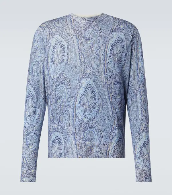 Etro Paisley Silk And Cashmere Sweater - Blue