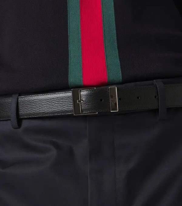 Gucci Leather Belt With Silver Buckle - Black