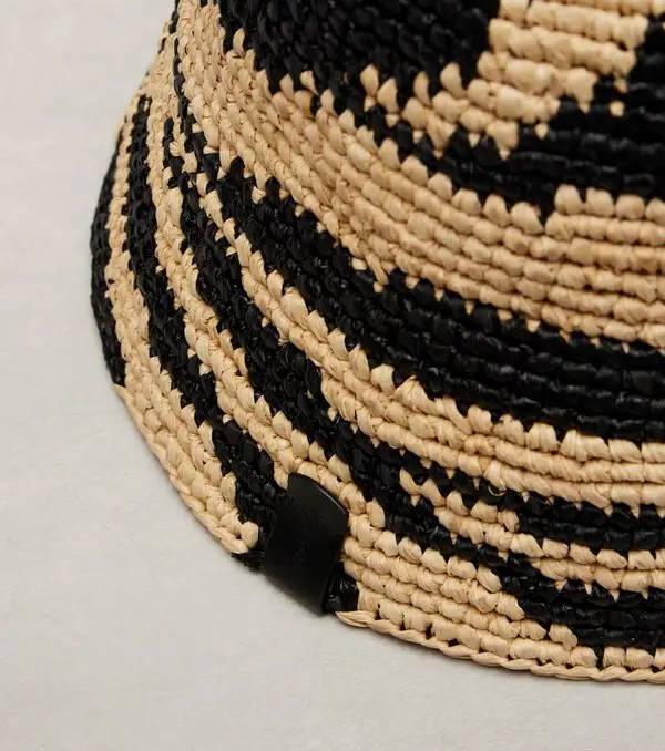 Zimmermann Black Zebra Raffia Bucket Hat - Brown