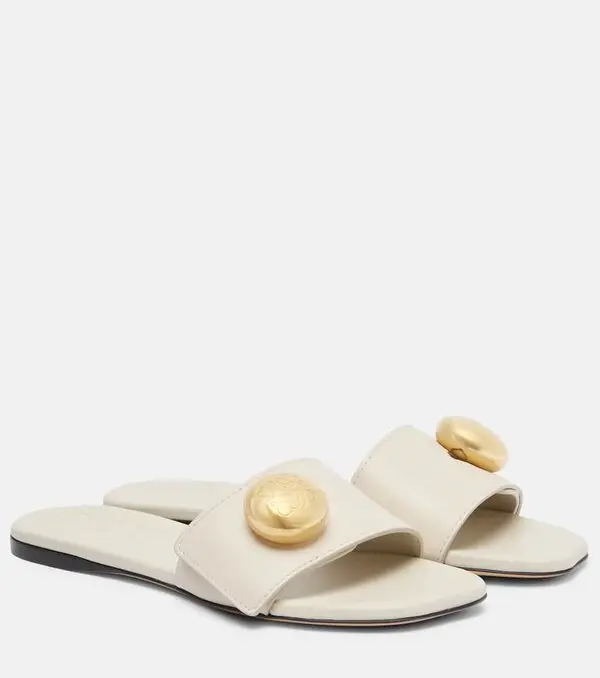 Loewe Pebble Leather Slides - White