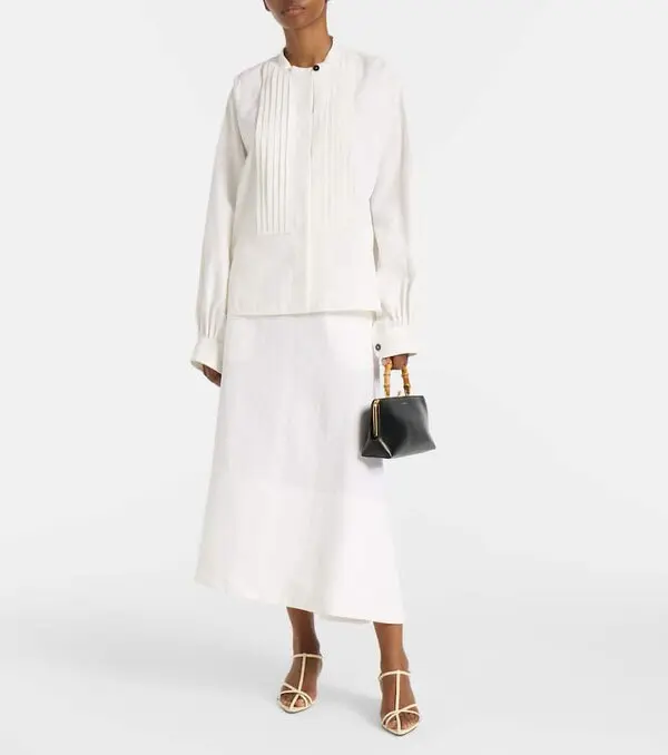 JIL SANDER Asymmetric Linen Midi Skirt