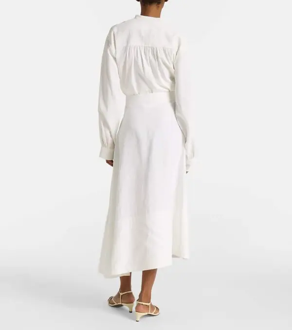 JIL SANDER Asymmetric Linen Midi Skirt