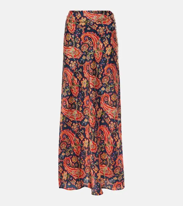 Rabanne Paisley Satin Maxi Skirt - Multicoloured