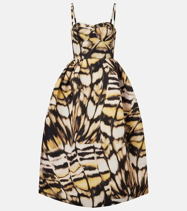 Oscar De La Renta Printed Faille Cocktail Dress - Multicoloured
