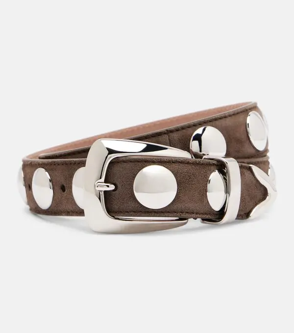 Khaite Benny Studded Leather Belt - Brown