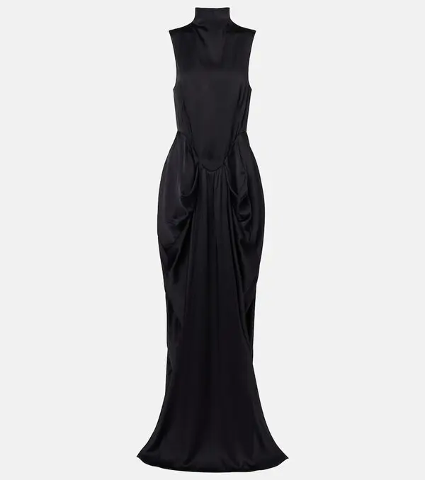 Stella McCartney Draped Satin Gown - Black