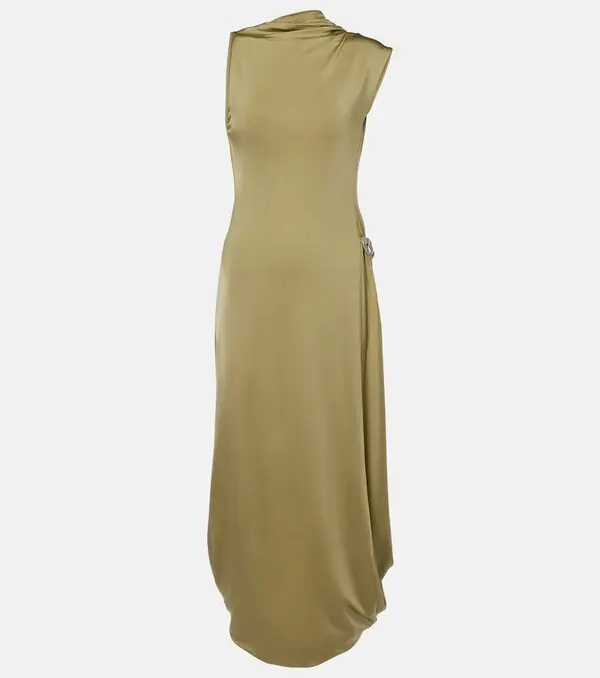 Victoria Beckham Embellished Satin Midi Dress - Green