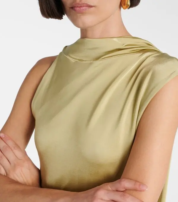 Victoria Beckham Embellished Satin Midi Dress - Green