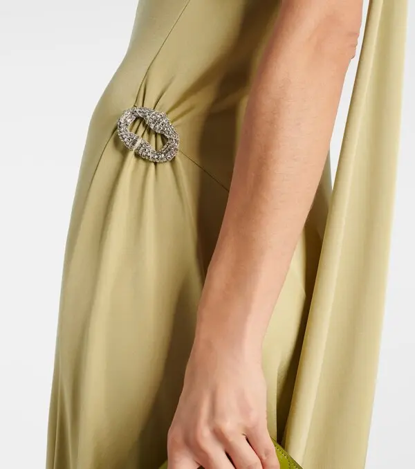 Victoria Beckham Embellished Satin Midi Dress - Green