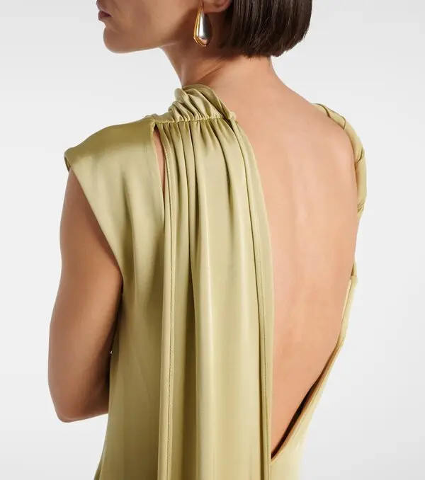 Victoria Beckham Embellished Satin Midi Dress - Green