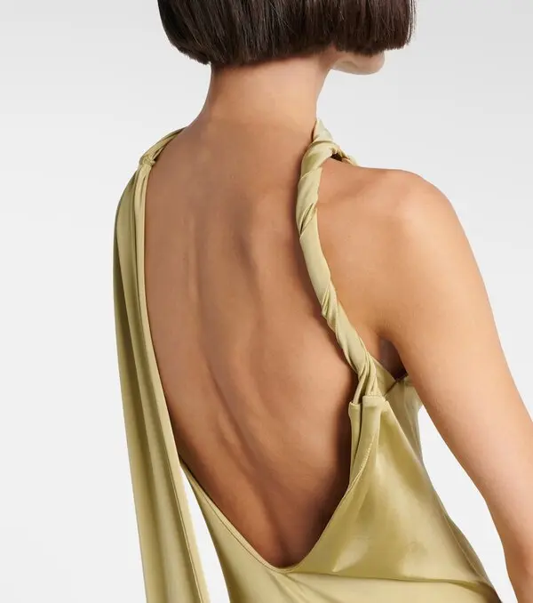 Victoria Beckham Embellished Satin Midi Dress - Green