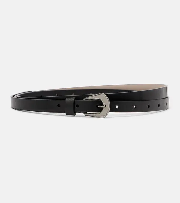Brunello Cucinelli Slim Leather Belt - Black