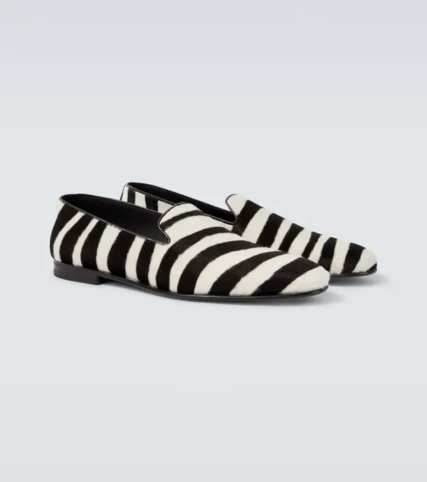 Manolo Blahnik Mario Zebra-print Calf Hair Loafers - Black