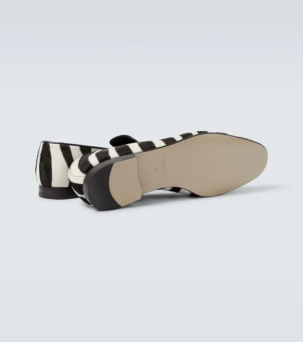 Manolo Blahnik Mario Zebra-print Calf Hair Loafers - Black