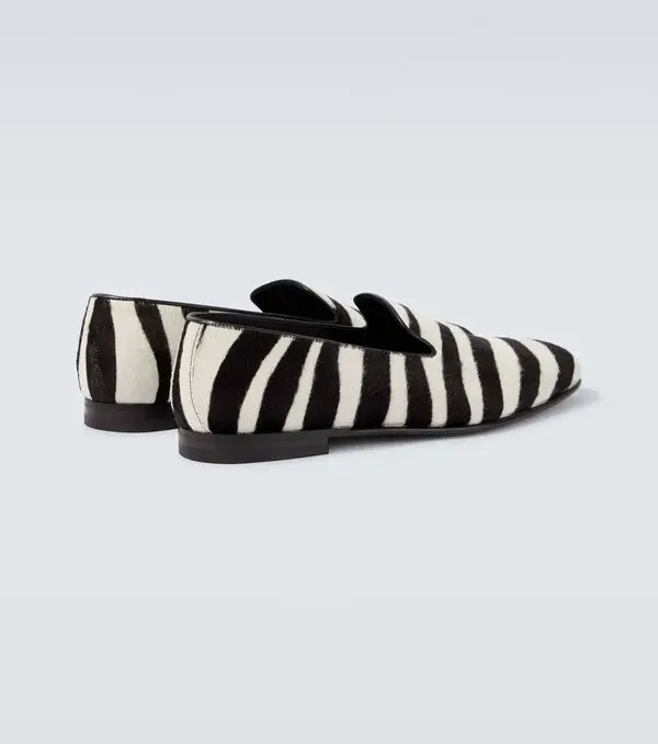 Manolo Blahnik Mario Zebra-print Calf Hair Loafers - Black