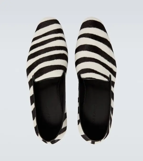 Manolo Blahnik Mario Zebra-print Calf Hair Loafers - Black