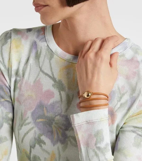 Loewe Anagram Embellished Leather Bracelet