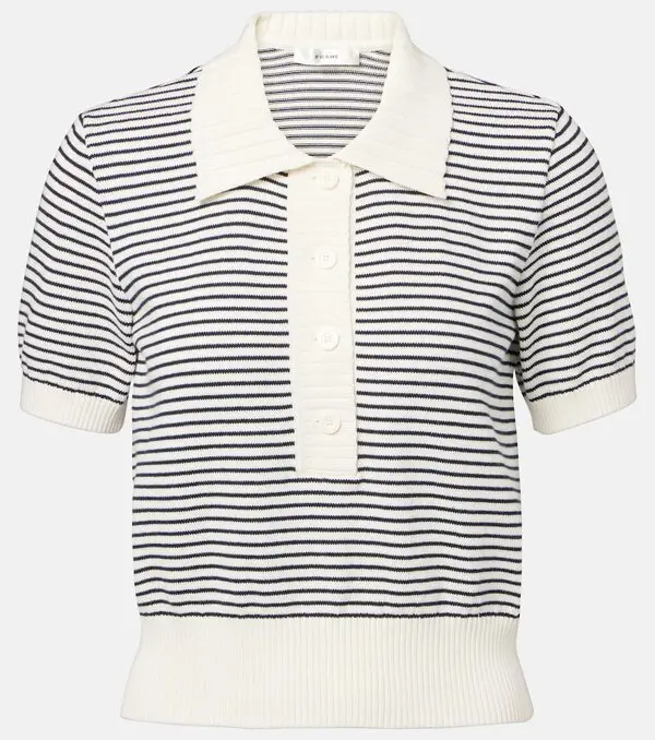 FRAME Striped Cotton Polo Shirt