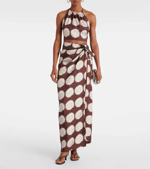 Asceno Printed Silk Beach Cover-up
