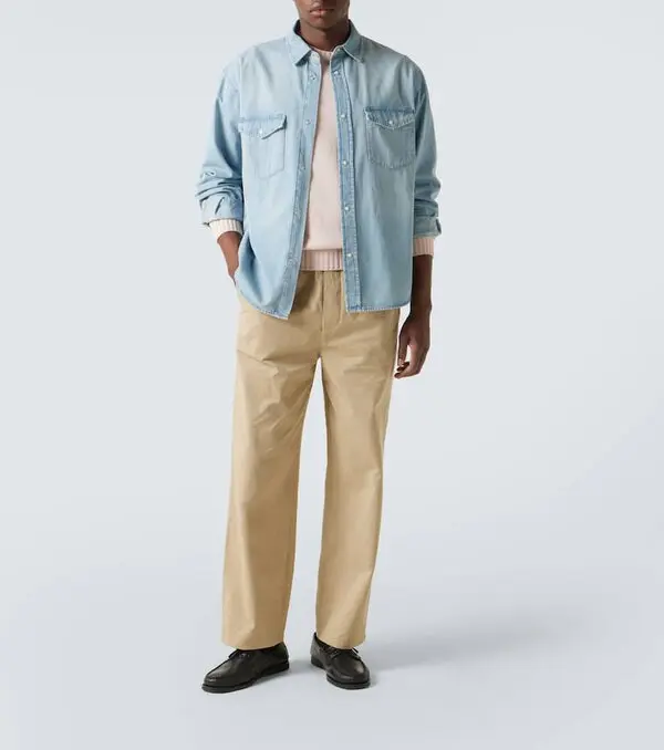 FRAME Cotton Straight Pants - Beige
