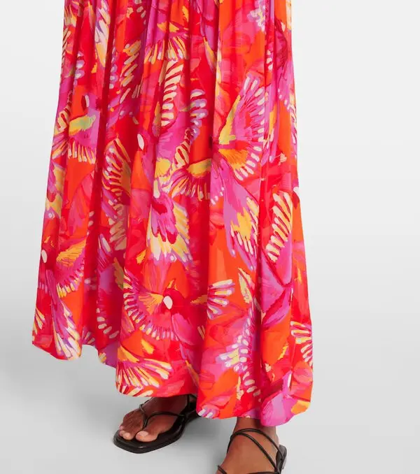 Farm Rio Flying Birds Ruched Maxi Dress
