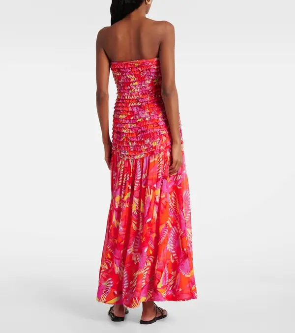 Farm Rio Flying Birds Ruched Maxi Dress