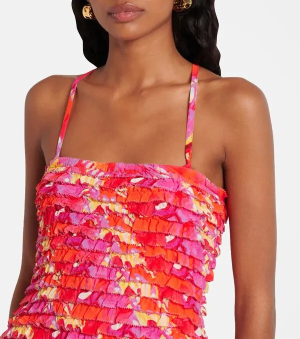 Farm Rio Flying Birds Ruched Maxi Dress