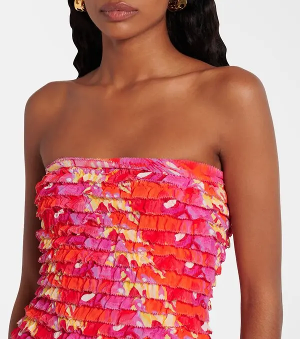 Farm Rio Flying Birds Ruched Maxi Dress