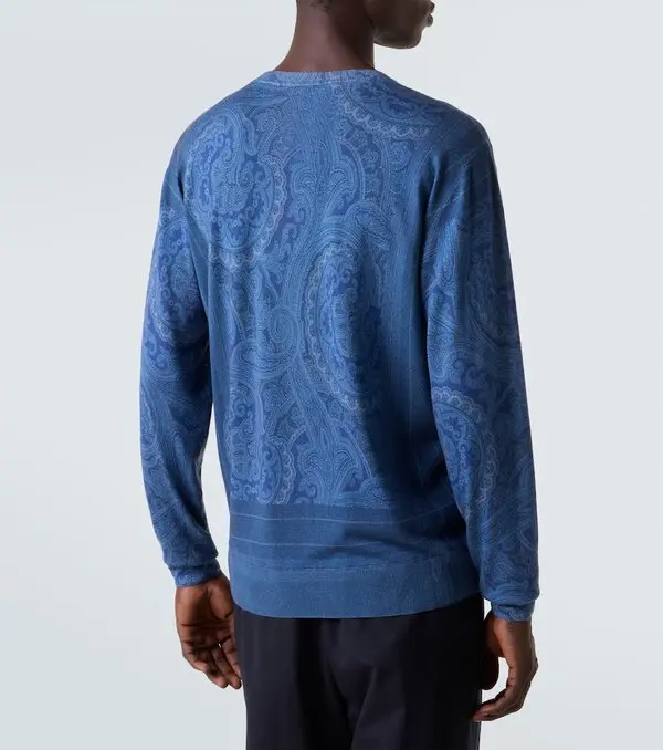 Etro Paisley Silk And Cashmere Sweater - Blue