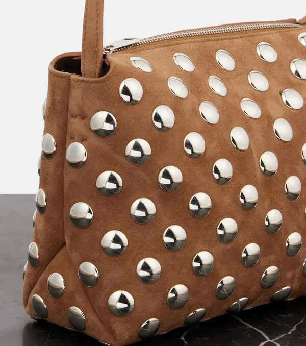Khaite Lina Medium Studded Suede Crossbody Bag - Brown