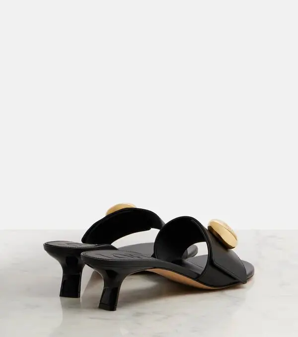 Loewe Pebble 45 Leather Mules - Black