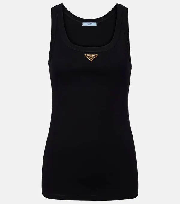Prada Ribbed-knit Cotton Jersey Tank Top - Black