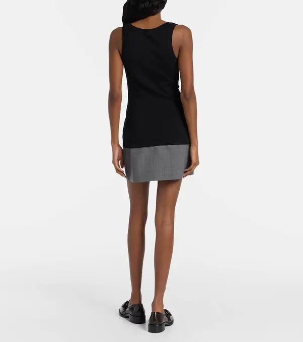 Prada Ribbed-knit Cotton Jersey Tank Top - Black
