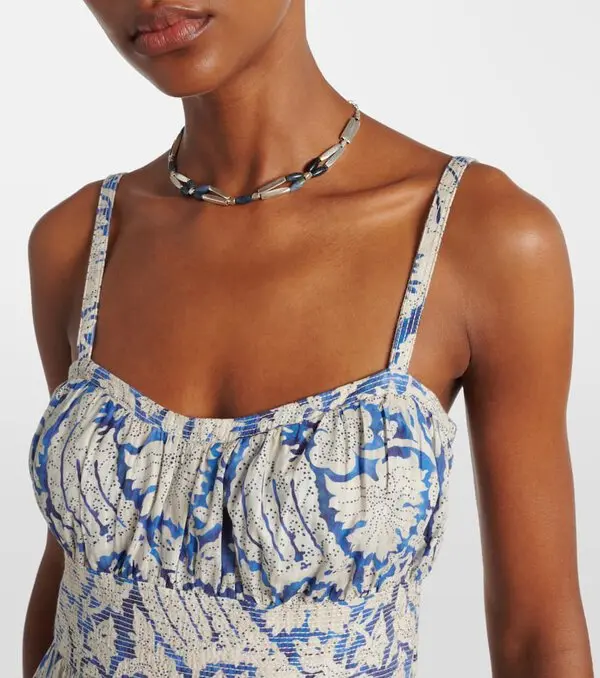 Ulla Johnson Nadine Floral Cotton-blend Midi Dress - Blue