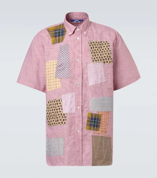 Junya Watanabe Patchwork Linen And Cotton Bowling Shirt - Red