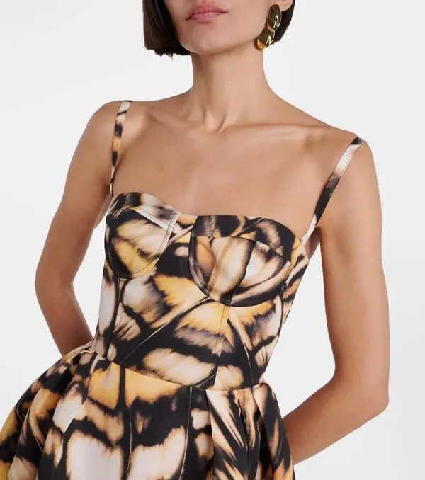 Oscar De La Renta Printed Faille Cocktail Dress