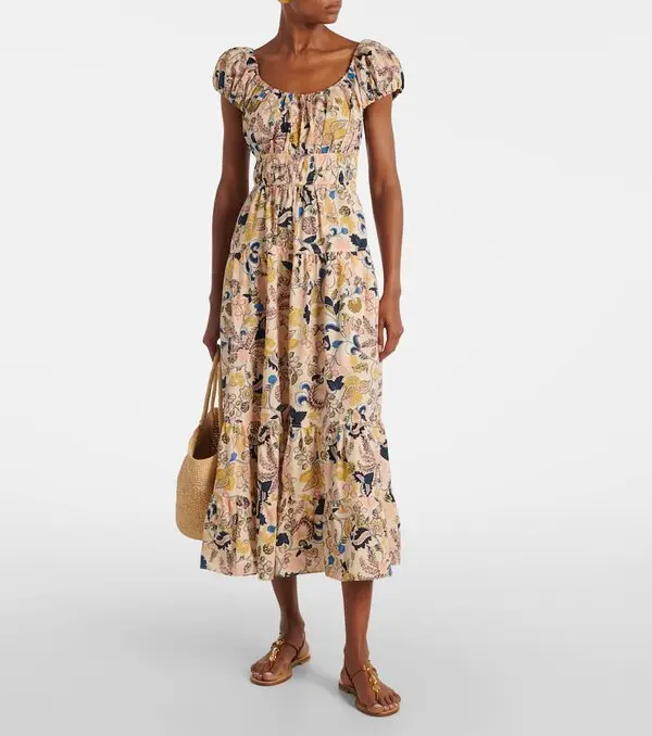 Ulla Johnson Paloma Printed Cotton Poplin Midi Dress