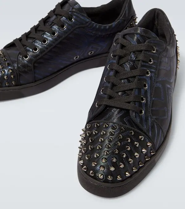 CHRISTIAN LOUBOUTIN Seavaste Embellished Lace-up Sneakers - Black