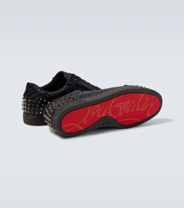 CHRISTIAN LOUBOUTIN Seavaste Embellished Lace-up Sneakers - Black