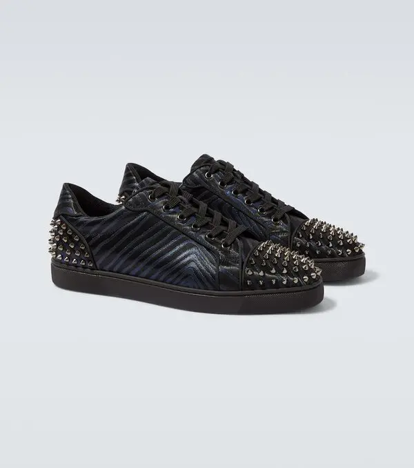 CHRISTIAN LOUBOUTIN Seavaste Embellished Lace-up Sneakers - Black