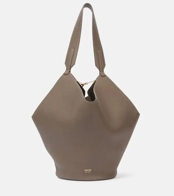 Khaite Lotus Small Leather Tote Bag - Grey
