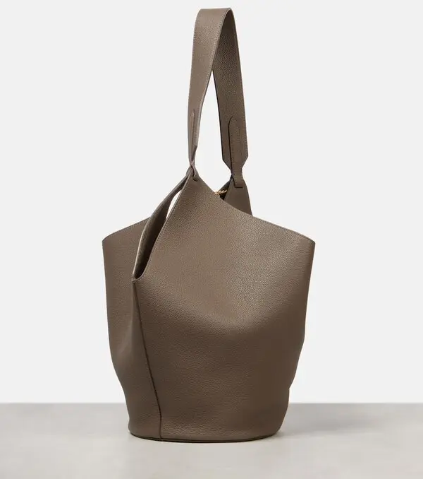 Khaite Lotus Small Leather Tote Bag - Grey