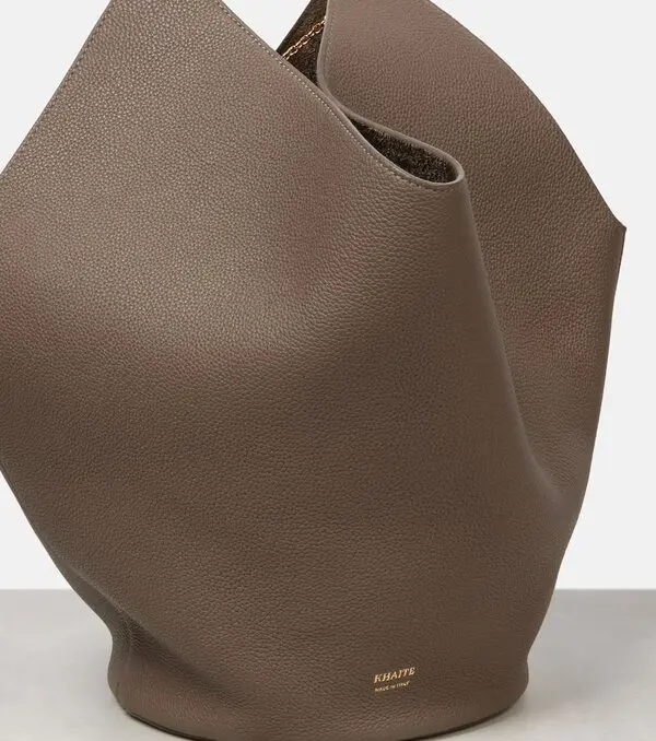 Khaite Lotus Small Leather Tote Bag - Grey
