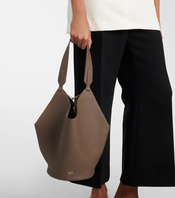 Khaite Lotus Small Leather Tote Bag - Grey
